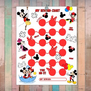 Mickey & Minnie Mouse Reward Chart for Kids Cute Rainbow Reward Chore ...
