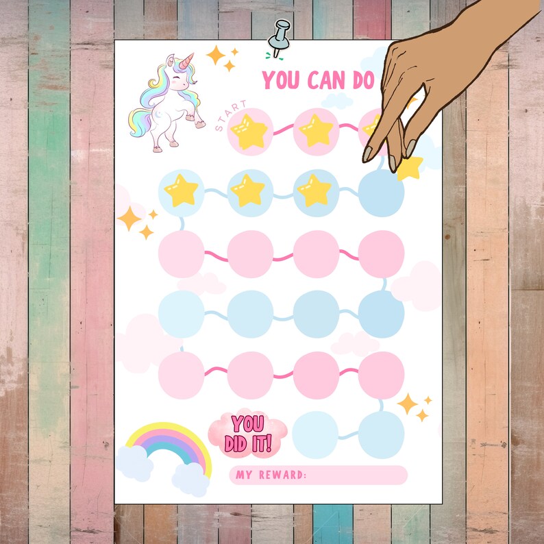 Unicorn Reward Chart for Kids Cute Rainbow Reward Chore Chart Behavior ...