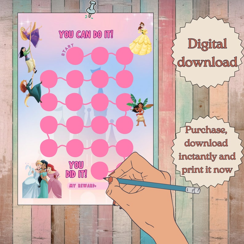 Princess Reward Chart Printable Sonic Kids Behavior Chart Instant ...