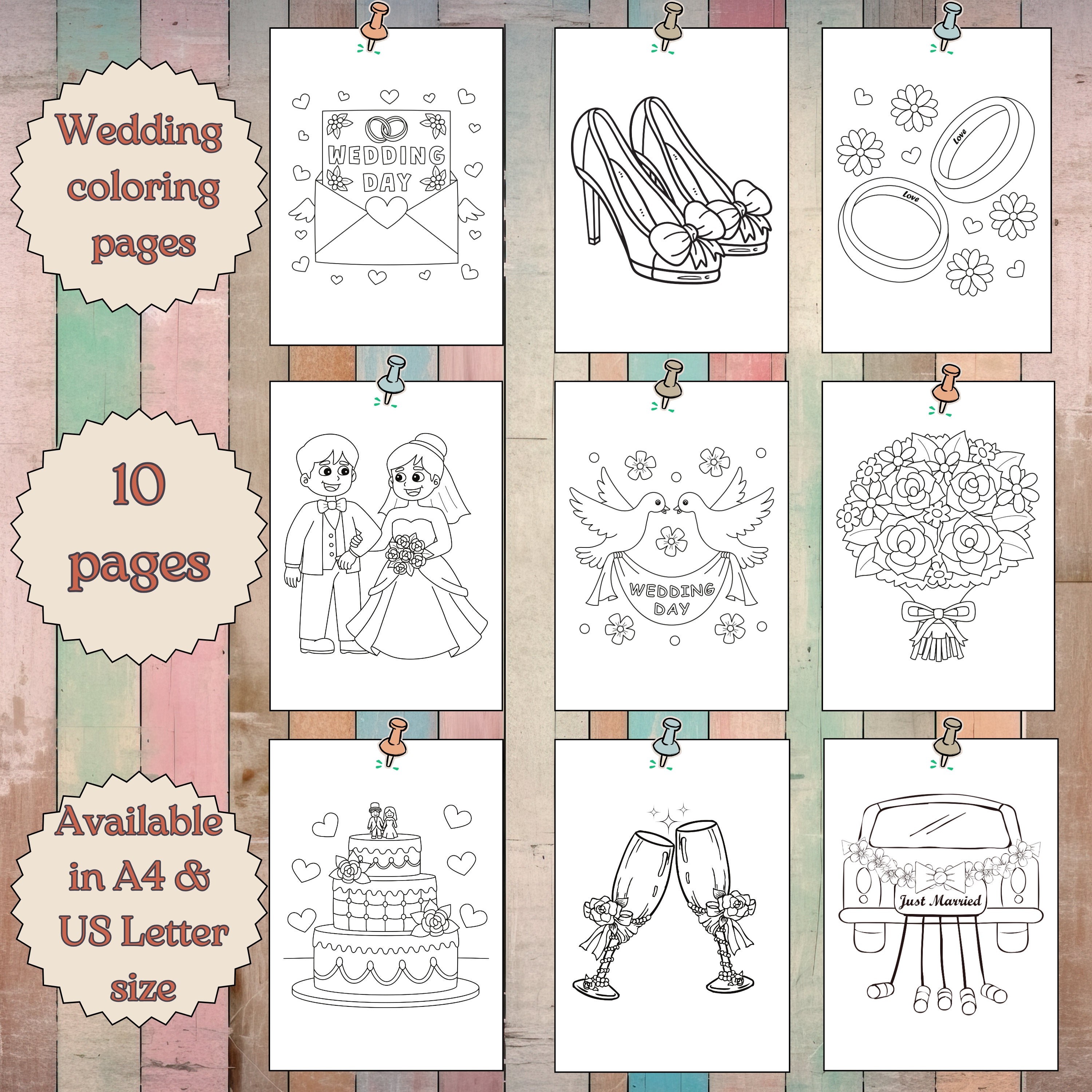 Wedding Coloring Pages Instant Download Coloring Pages for Kids ...