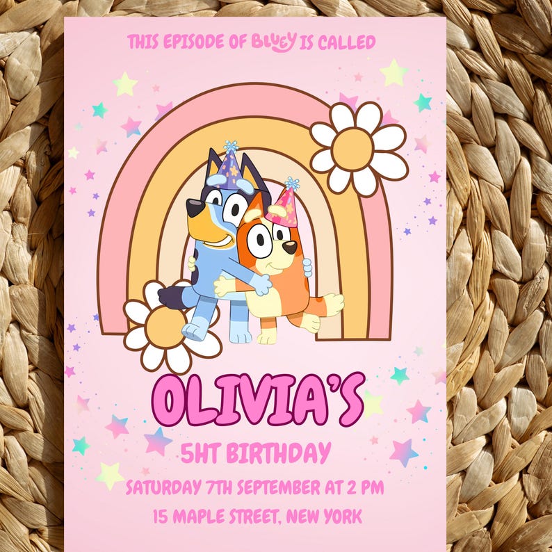 Girl Bluey Birthday Birthday Invitation Template Party Invitation ...