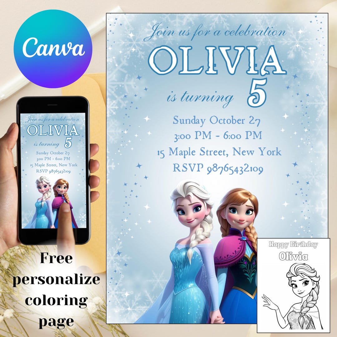 Editable Frozen Birthday Invitation Template Frozen Birthday Invite ...