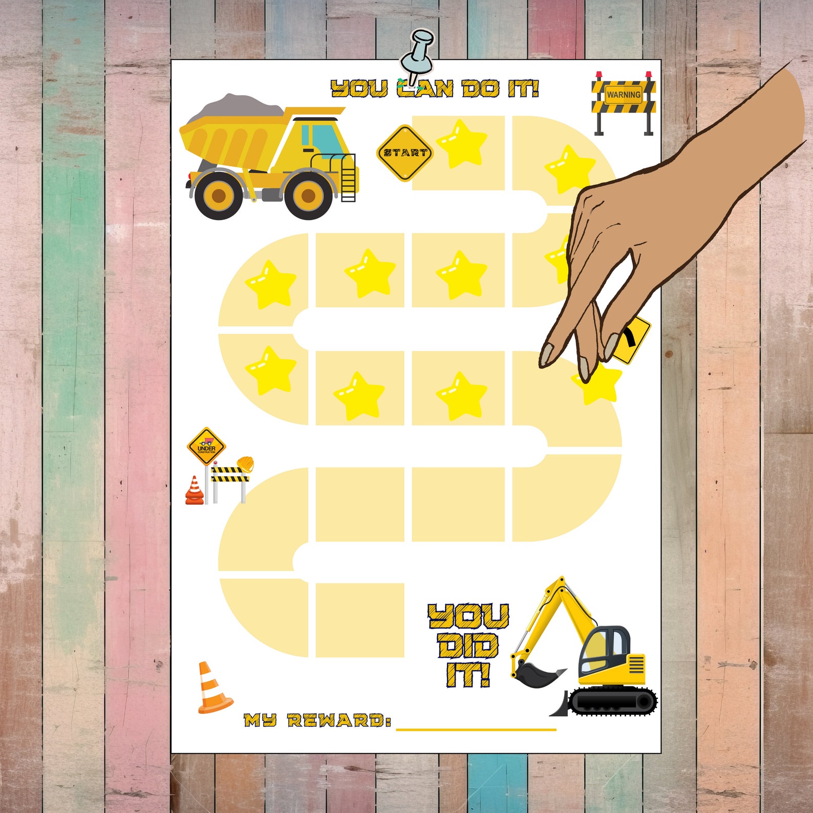 Printable Reward Chart Construction Chart Toddler Potty Training Chart ...