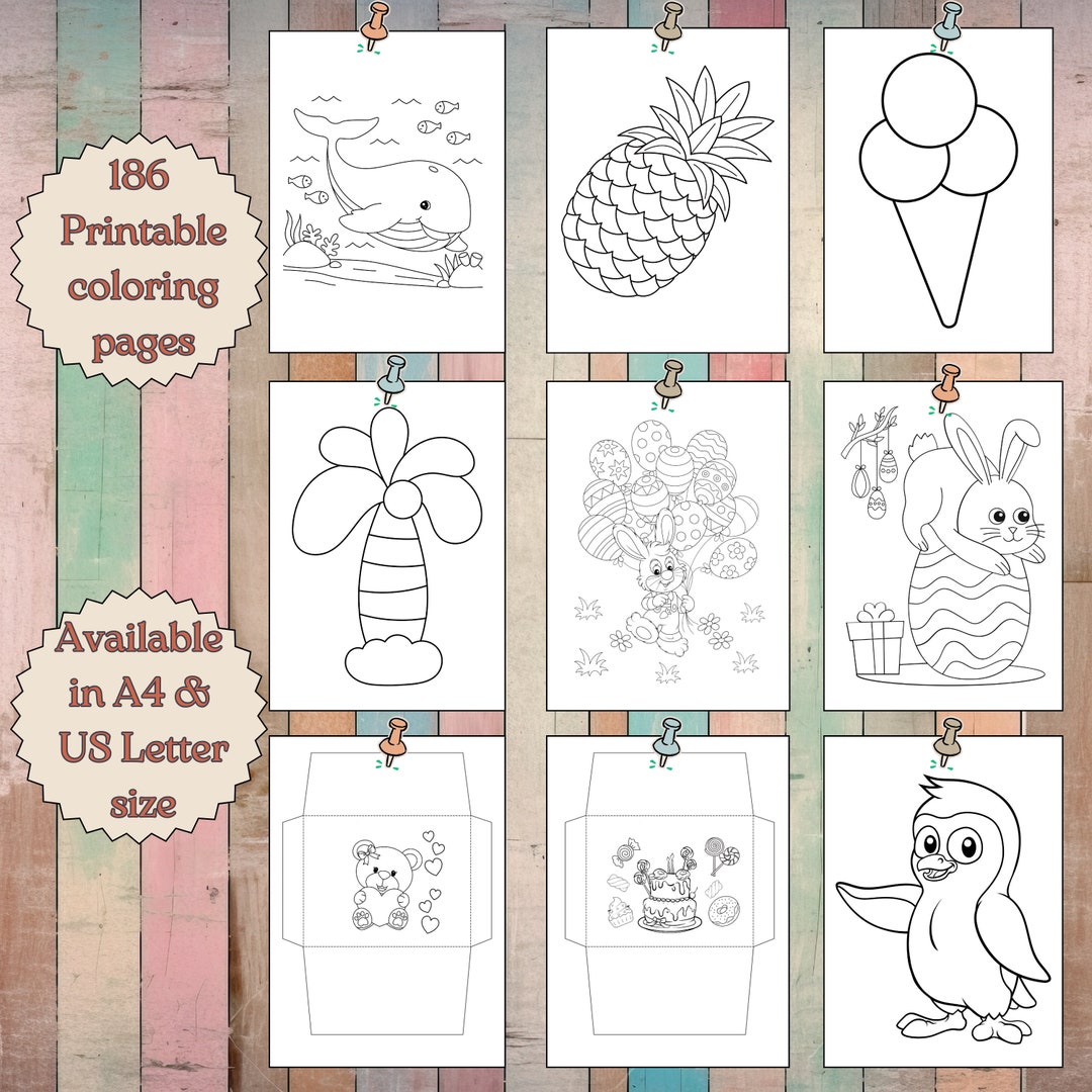 Bundle 186 Printable Coloring Pages for Kids Coloring Book Preschool ...