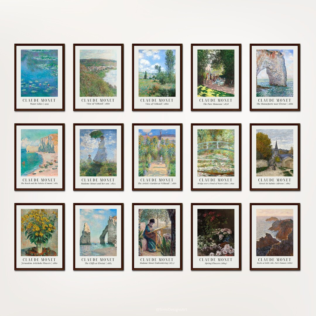 Claude Monet Impressionist Print Set: European Farmhouse Gallery Wall ...