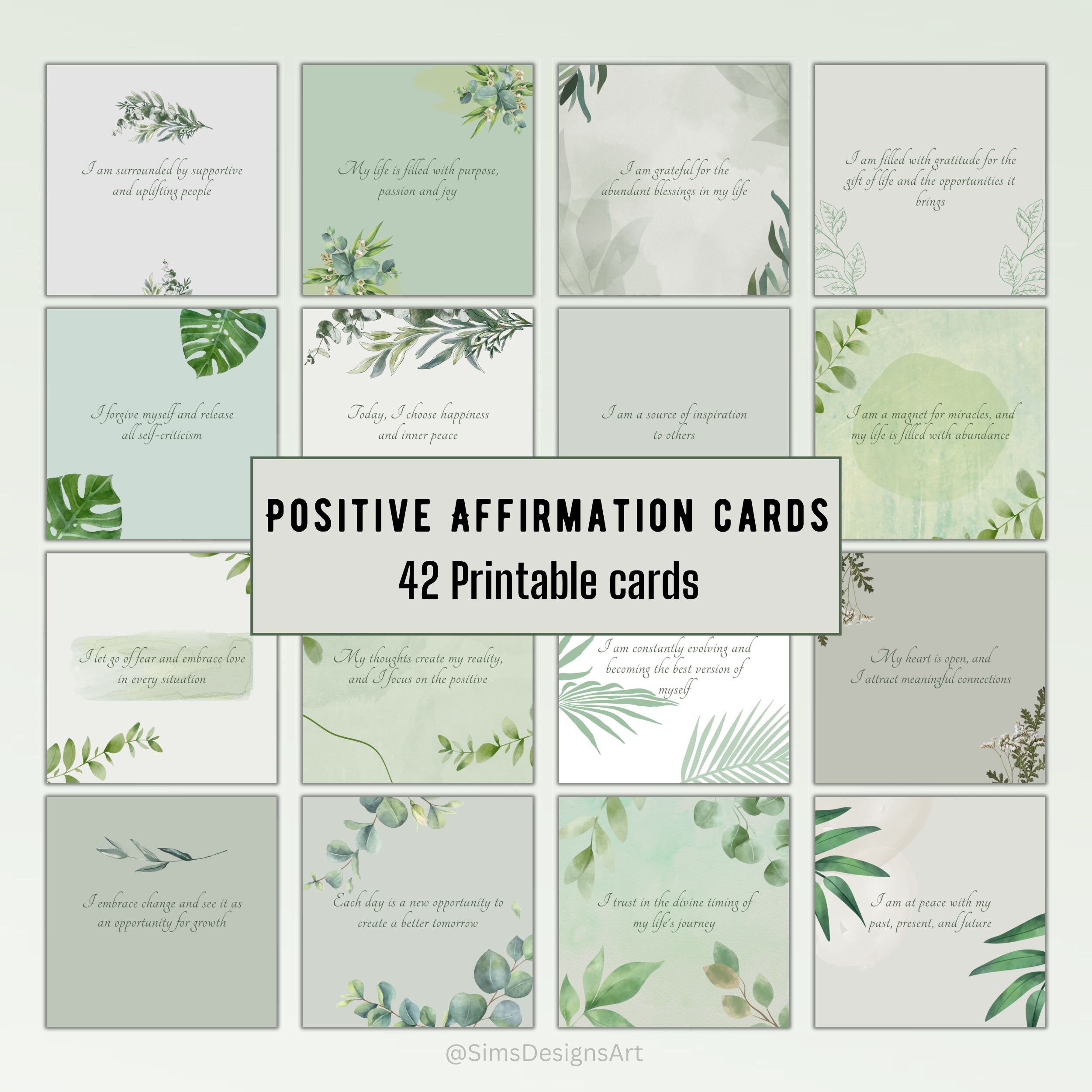 Positive Affirmation Cards, Printable Positive Affirmation Quotes ...