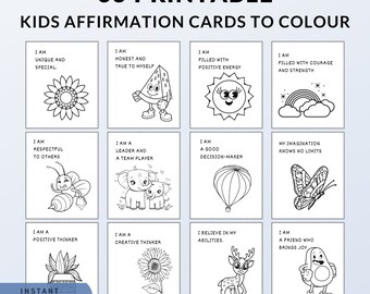 52 Printable PRINCESS Positive Affirmation Cards to Color for Kids ...