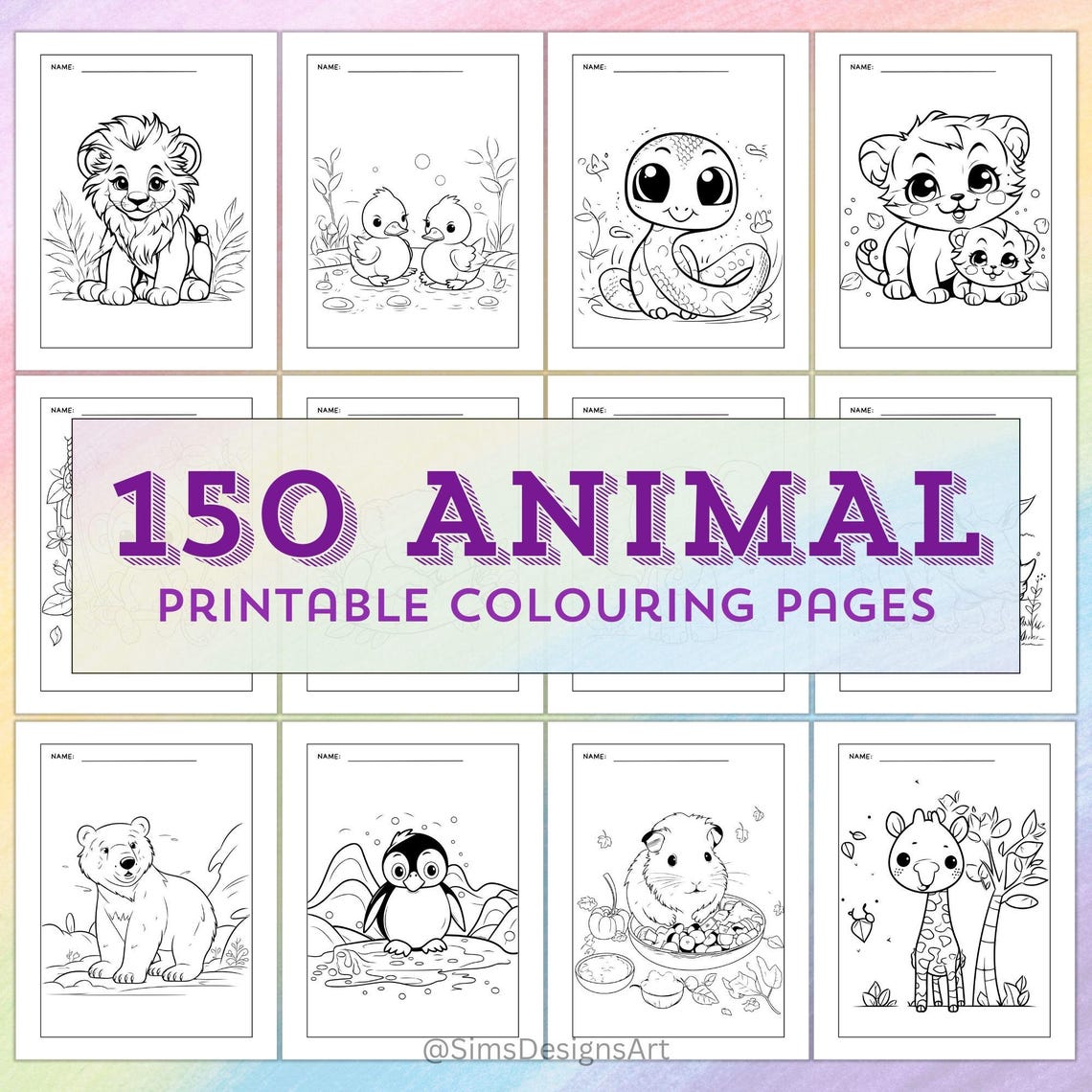 150 Animals Coloring Pages for Kids, Animal Coloring Pages, Kids ...
