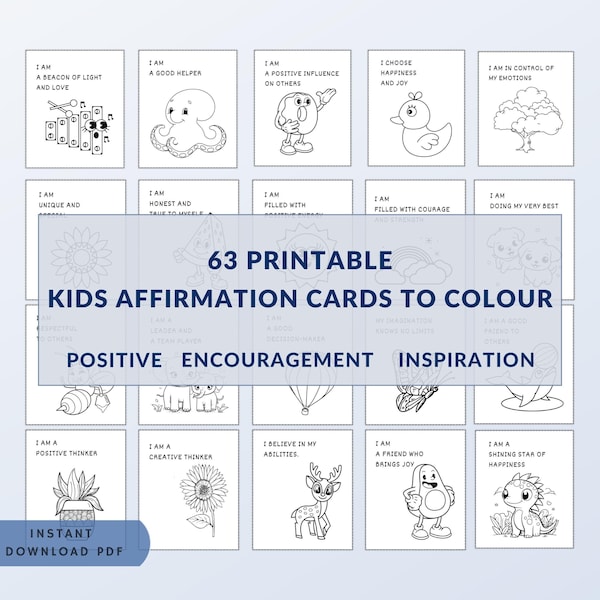 Kids Affirmation Cards to Color - Etsy