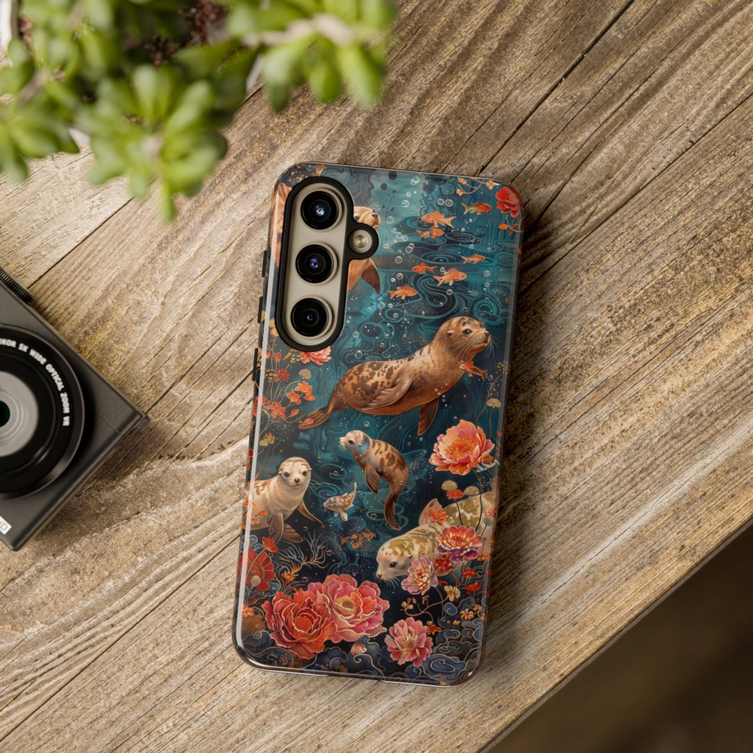 Asian Art Style Sea Lion Phone Case, Seal Sea Life, Marine Samsung ...
