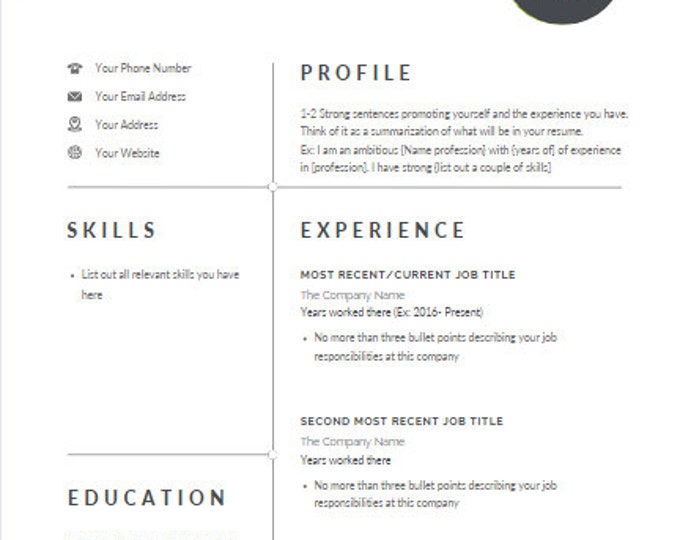 Resume Template Breakdown - Etsy
