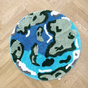 Planet Earth Handmade Shape Custom Rug Soft Tufted Rug Non-slip ...