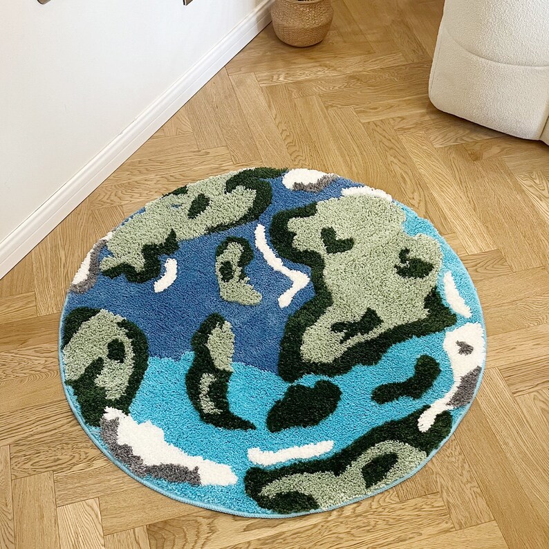 Planet Earth Handmade Shape Custom Rug Soft Tufted Rug Non-slip ...