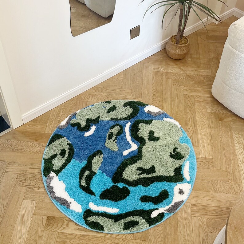 Planet Earth Handmade Shape Custom Rug Soft Tufted Rug Non-slip ...