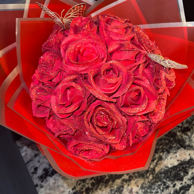Glitter Roses Bouquet - Etsy UK
