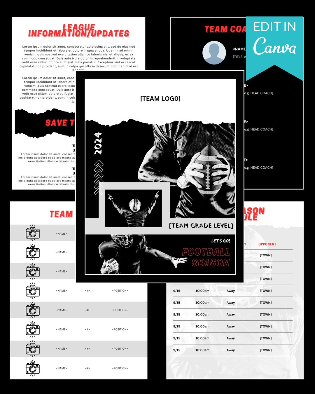 Editable Canva Football League Program Template - Etsy