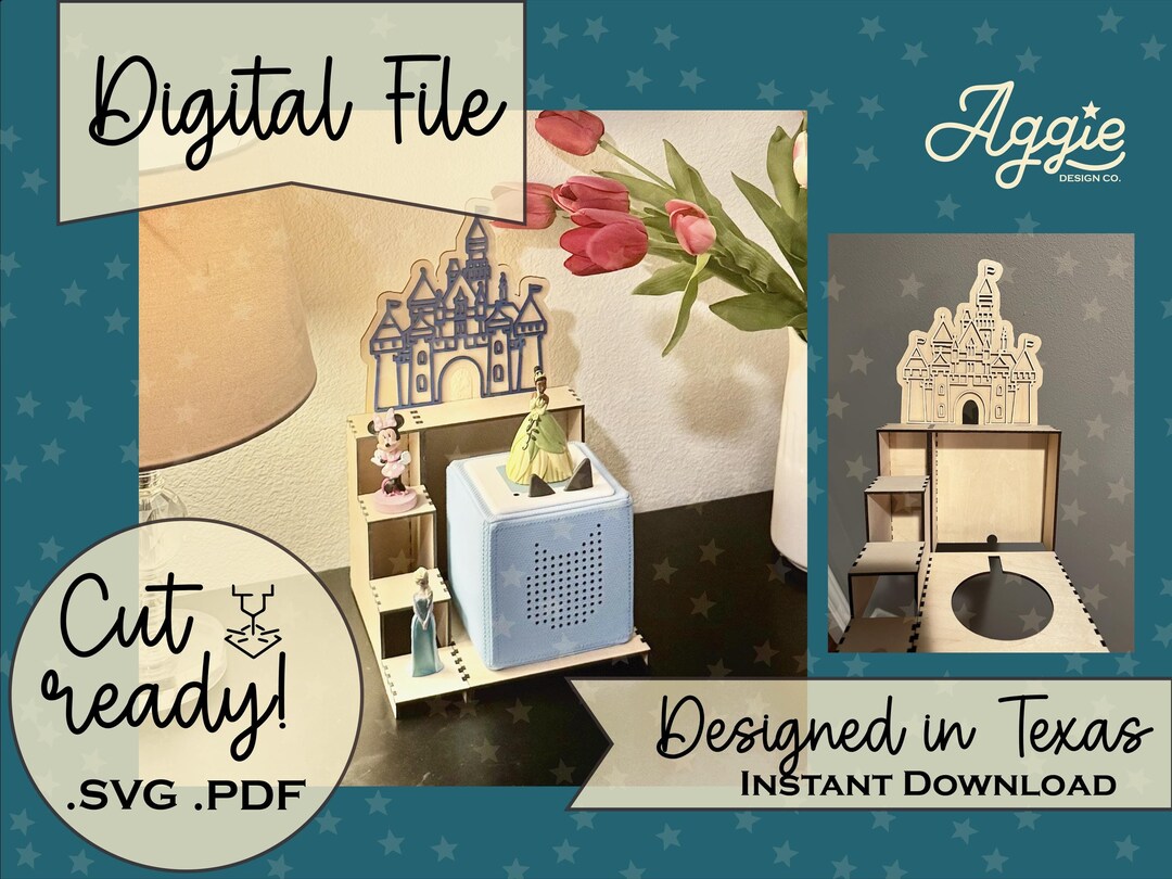 SVG, Princess Castle Tonie Box Shelf, Kids Shelf, Xtool Glowforge ...