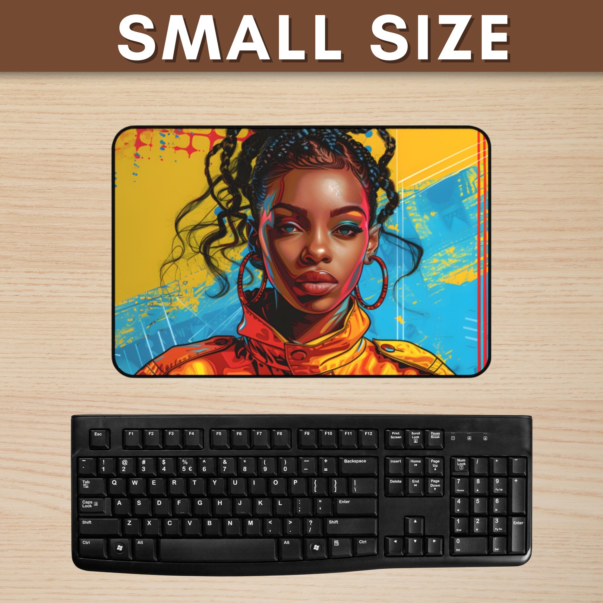 Afro Women Desk Mat, Black Women Gifts, Cute Afro Girl Mouse Pad, Desk ...