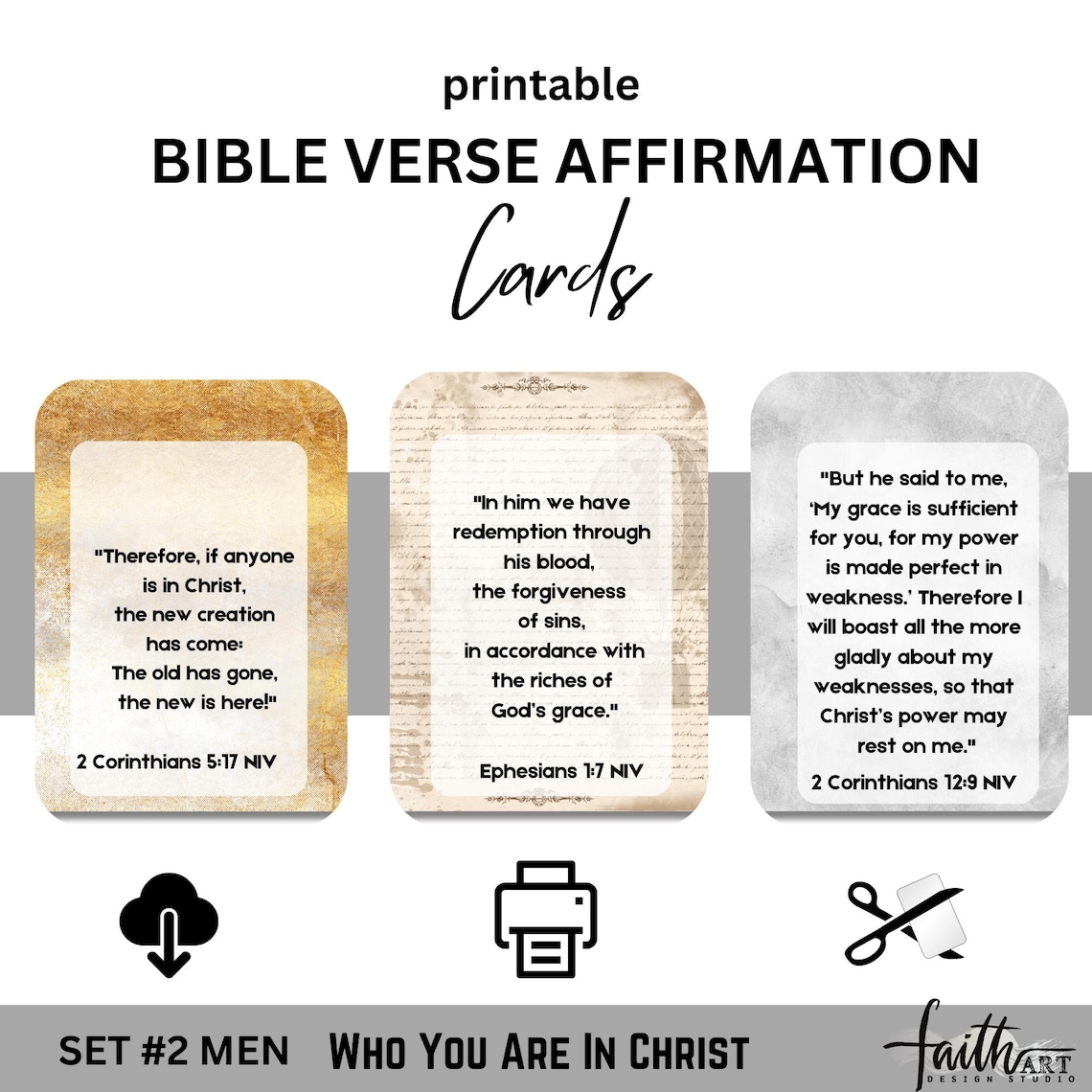 Bible Verse Affirmation Cards Printable Christian Affirmation Cards ...