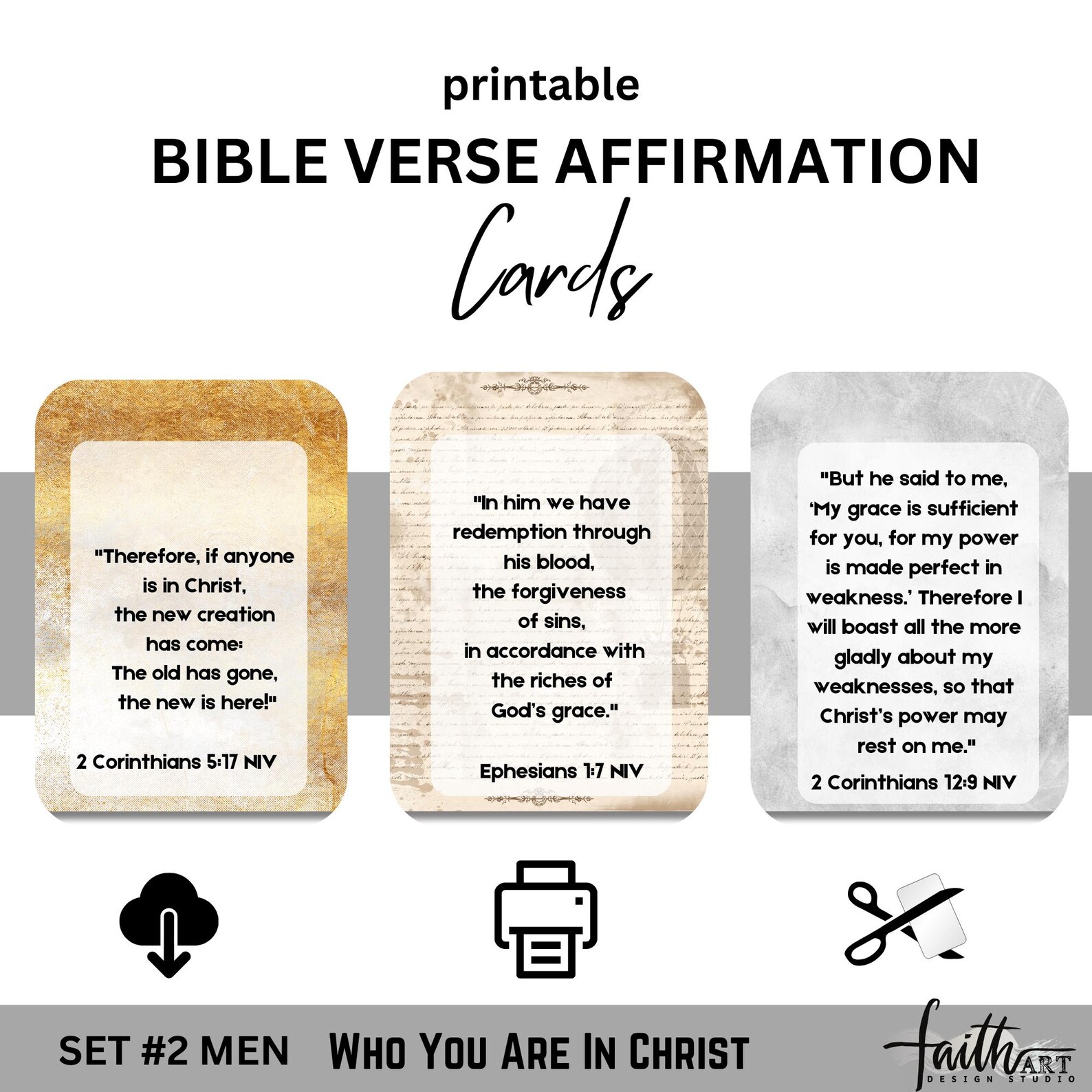 Bible Verse Affirmation Cards Printable Christian Affirmation Cards ...