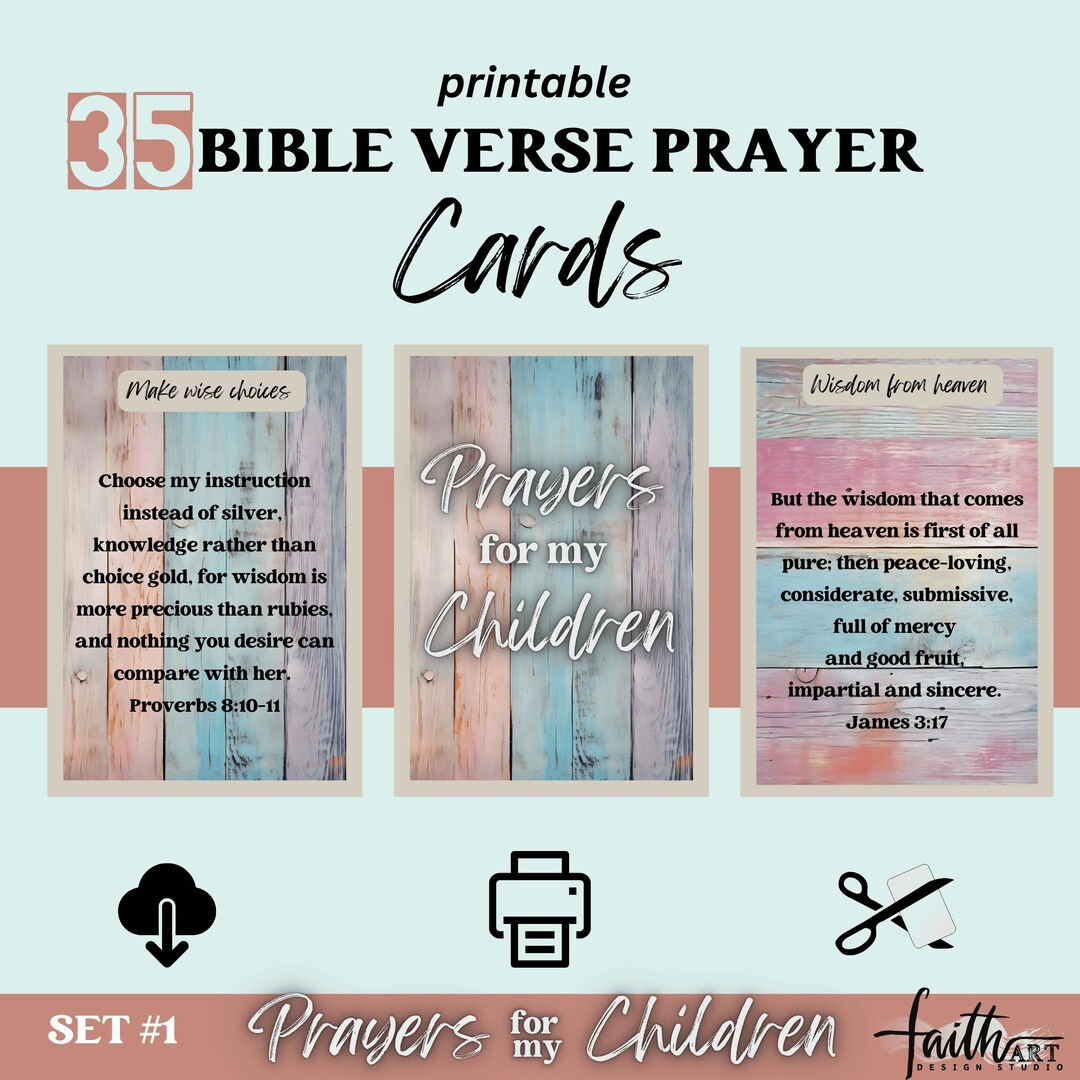 Bible Affirmation Prayer Cards Printable Christian Cards for Kids ...