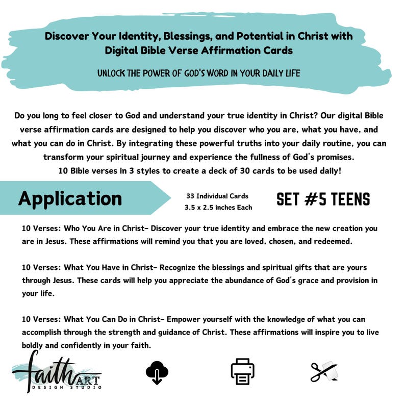 Bible Affirmation Cards |scripture Cards for Teen | Bible Verse Memory ...