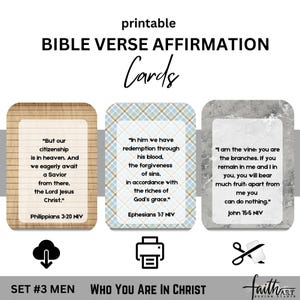 Bible Verse Cards Set #3 Men Printable Christian Affirmation Cards ...