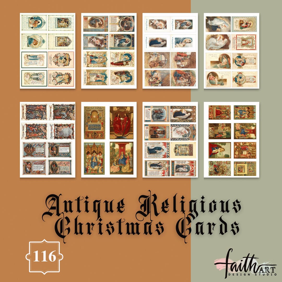 Tarjetas religiosas antiguas navideñas, efímeras, diario basura, kit ...