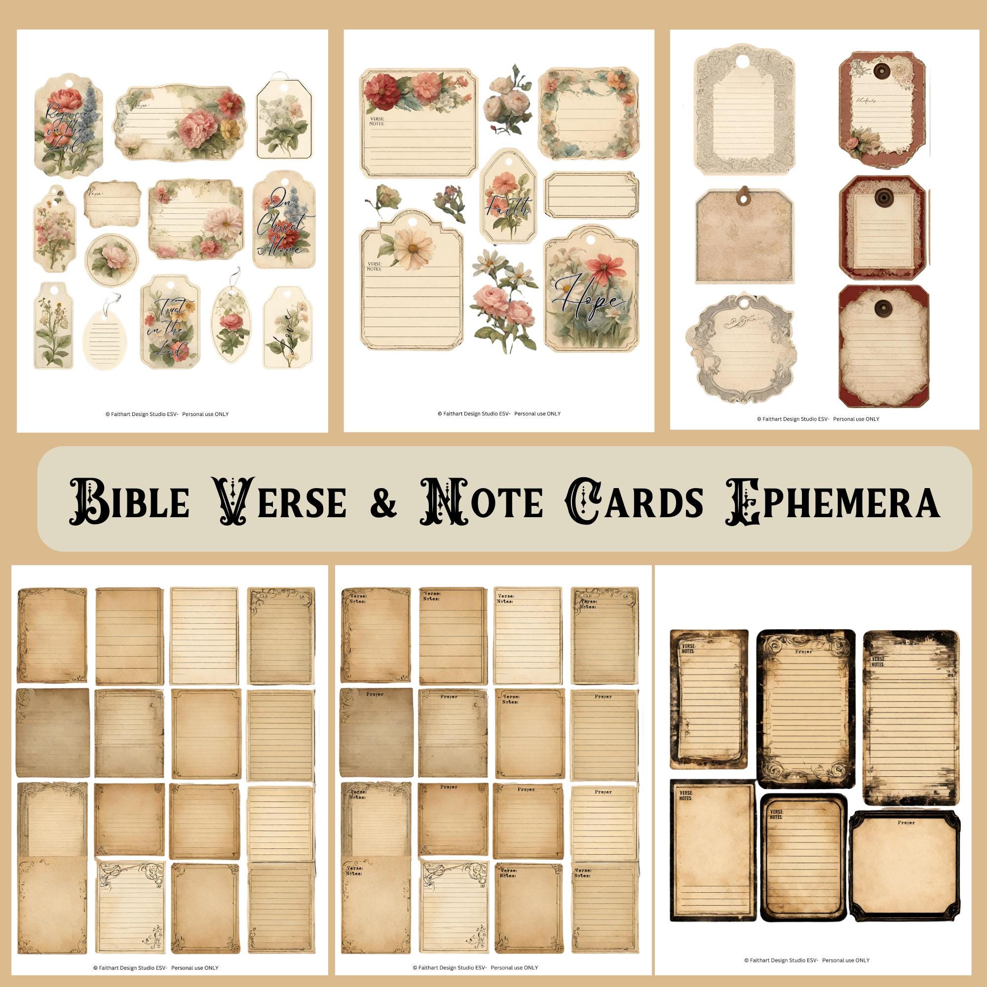 Ephemera Bible Verse & Note Cards Vintage Christian Faith Journaling ...