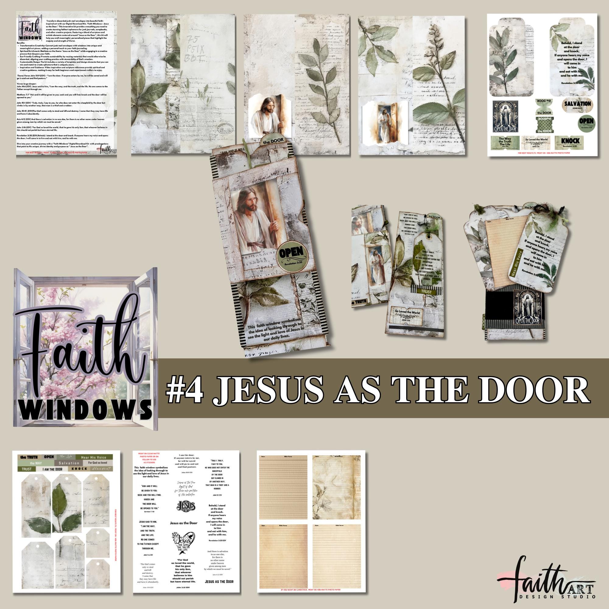 Faith Windows #4 Jesus as the Door Christian Digital Junk Journal Bible ...