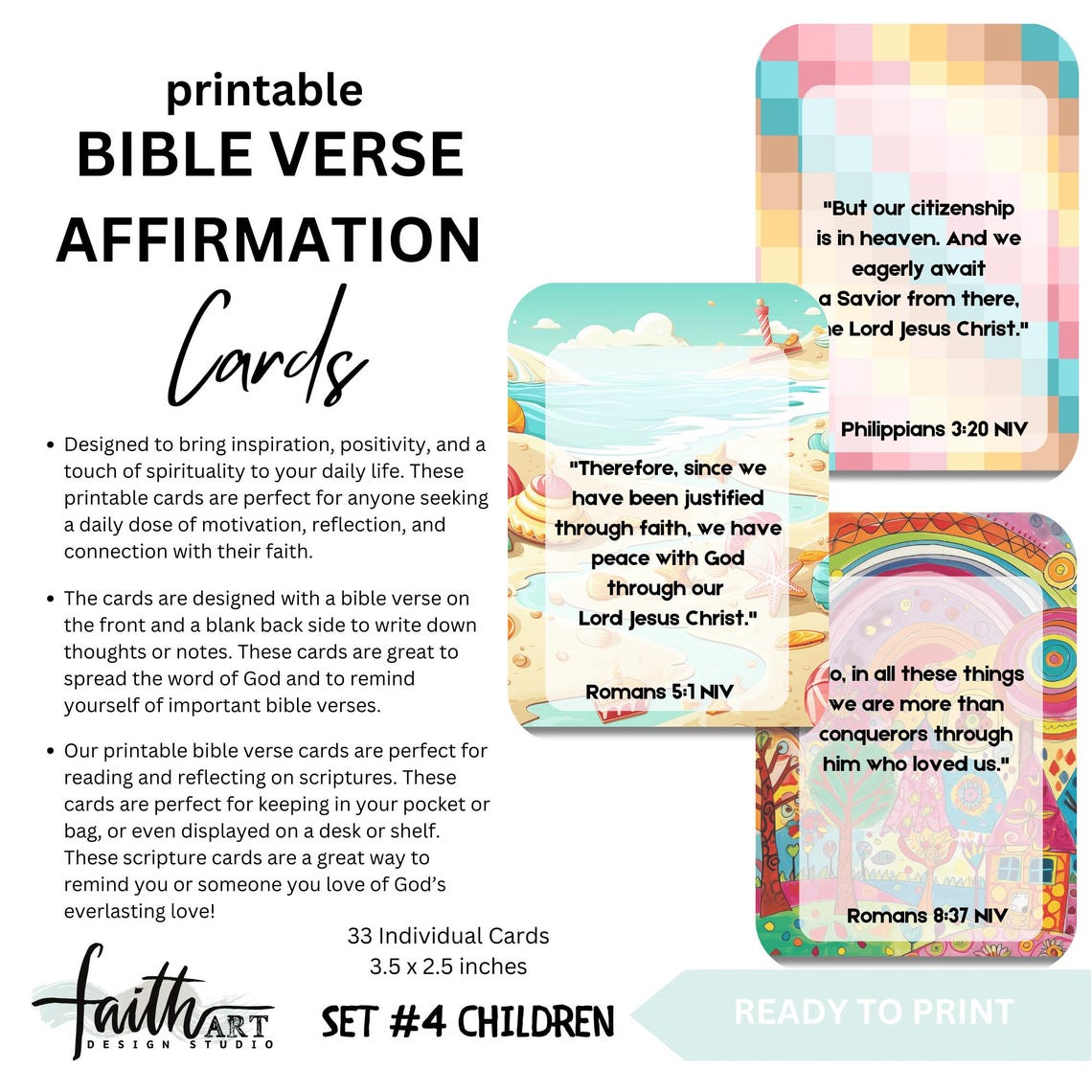 Bible Verse Cards Set #4 Children Printable Christian Affirmation Cards ...