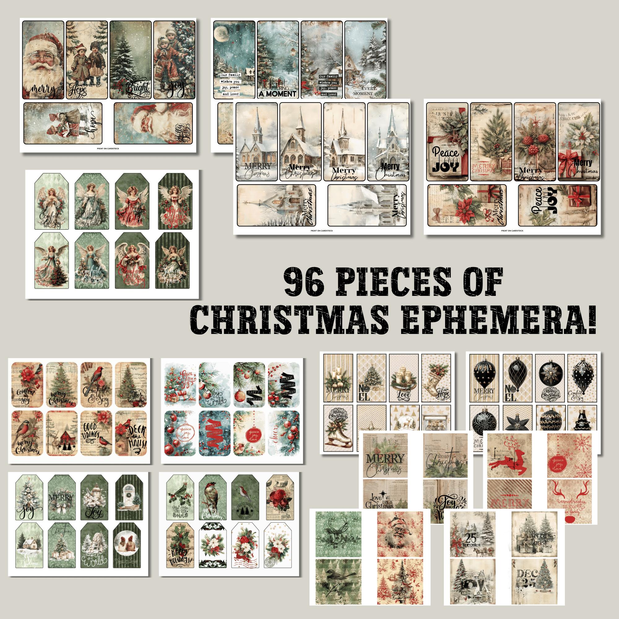 Christmas "yuletide Treasures" Ephemera Digital Kit: Vintage Junk ...