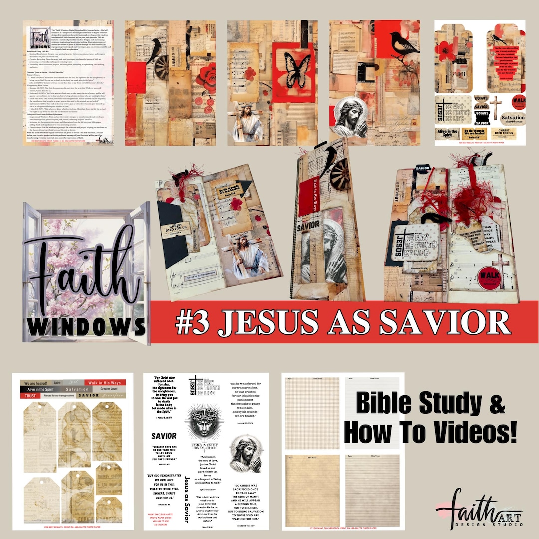 Faith Windows #3 Jesus as Savior Christian Digital Junk Journal Bible ...