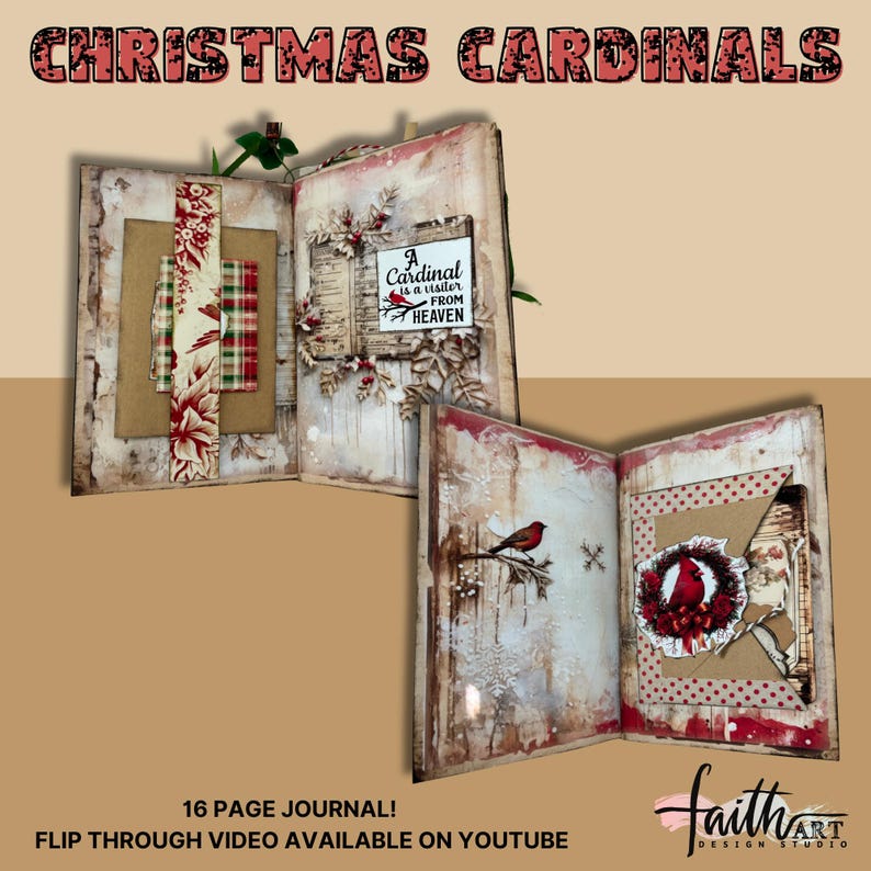 Christmas Cardinals Vintage Digital Kit: Junk Journal, Scrapbook ...
