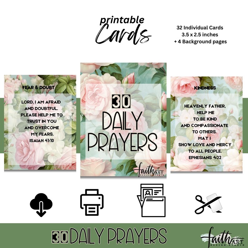 Bible Affirmation Prayer Cards Digital | Printable Christian Cards |30 ...