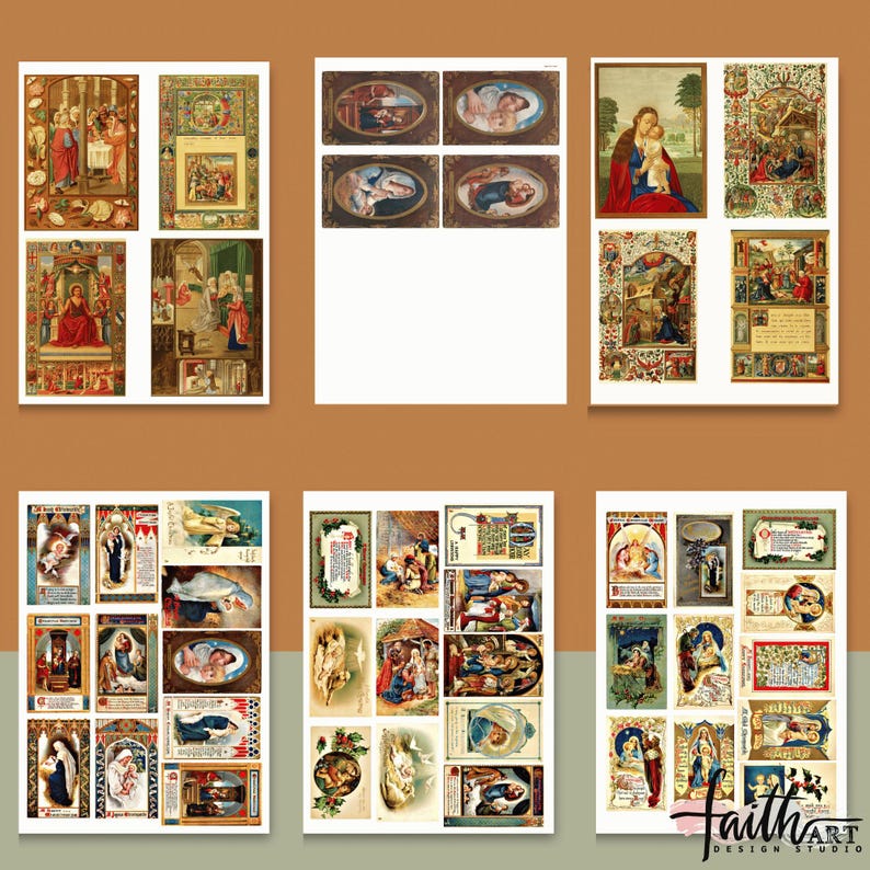 Tarjetas religiosas antiguas navideñas, efímeras, diario basura, kit ...