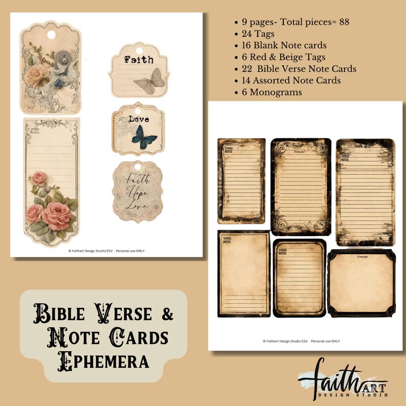 Ephemera Bible Verse & Note Cards Vintage Christian Faith Journaling ...