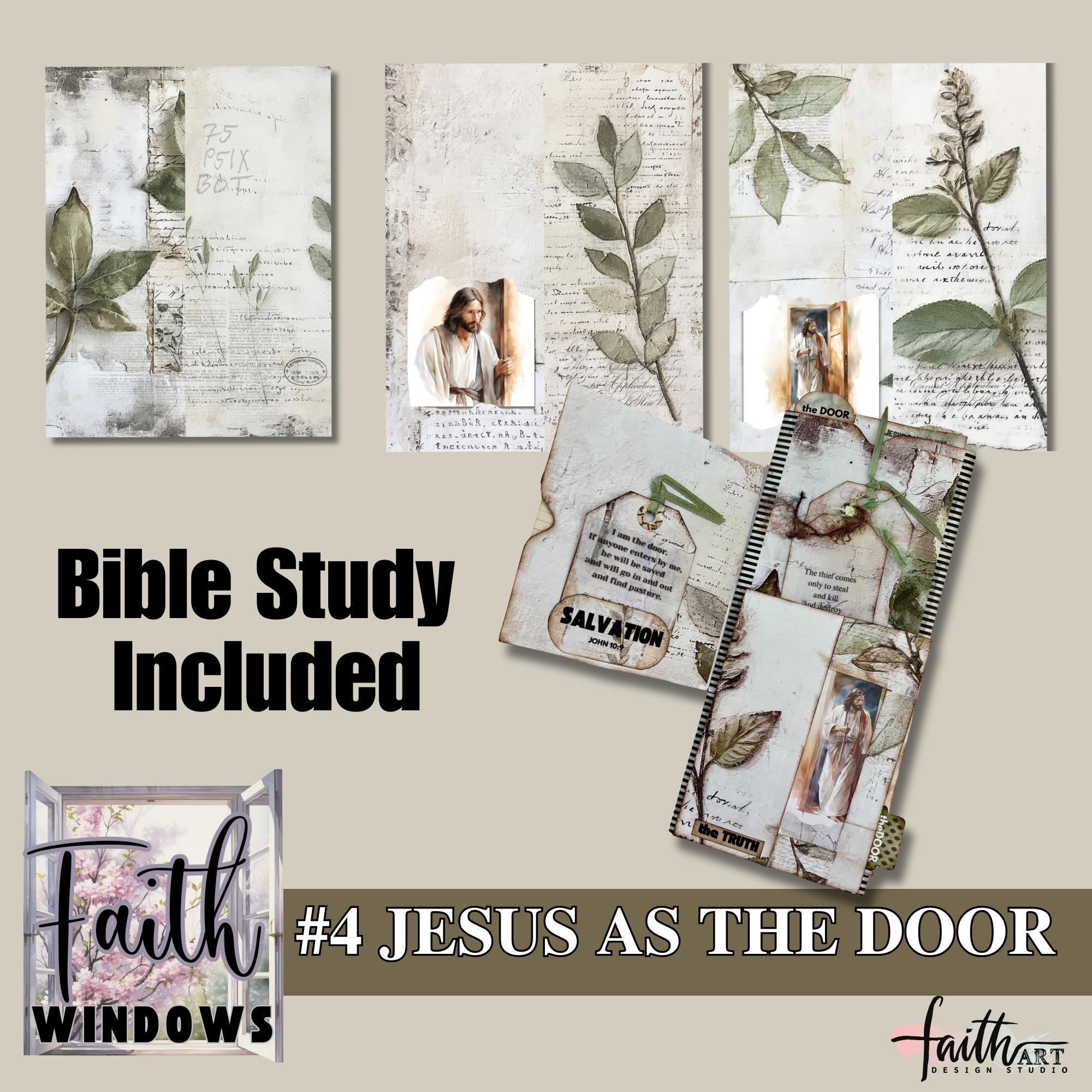 Faith Windows #4 Jesus as the Door Christian Digital Junk Journal Bible ...