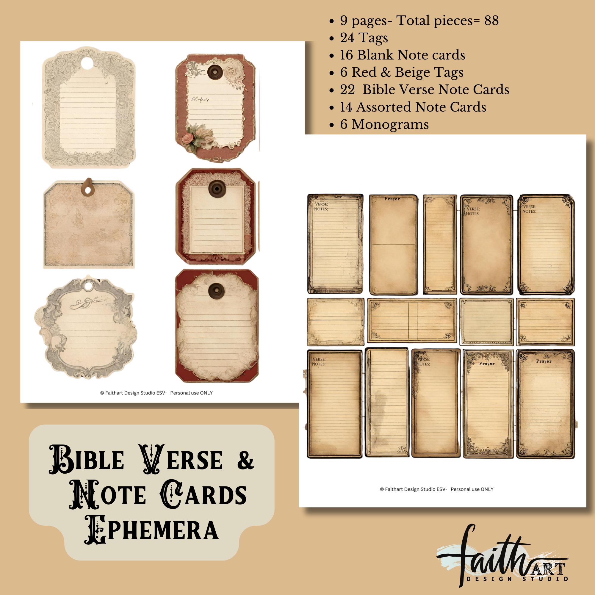 Ephemera Bible Verse & Note Cards Vintage Christian Faith Journaling ...