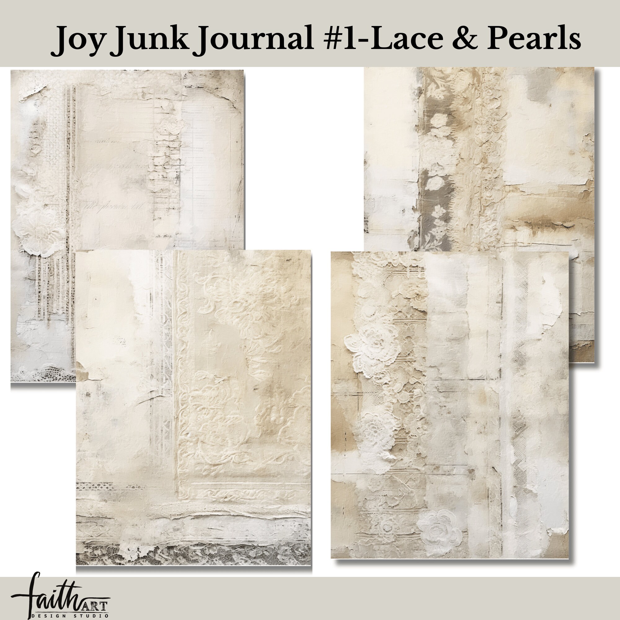 Joy Tri-fold Folio Lace & Pearls Journal Kit Christian Jesus Digital - Etsy