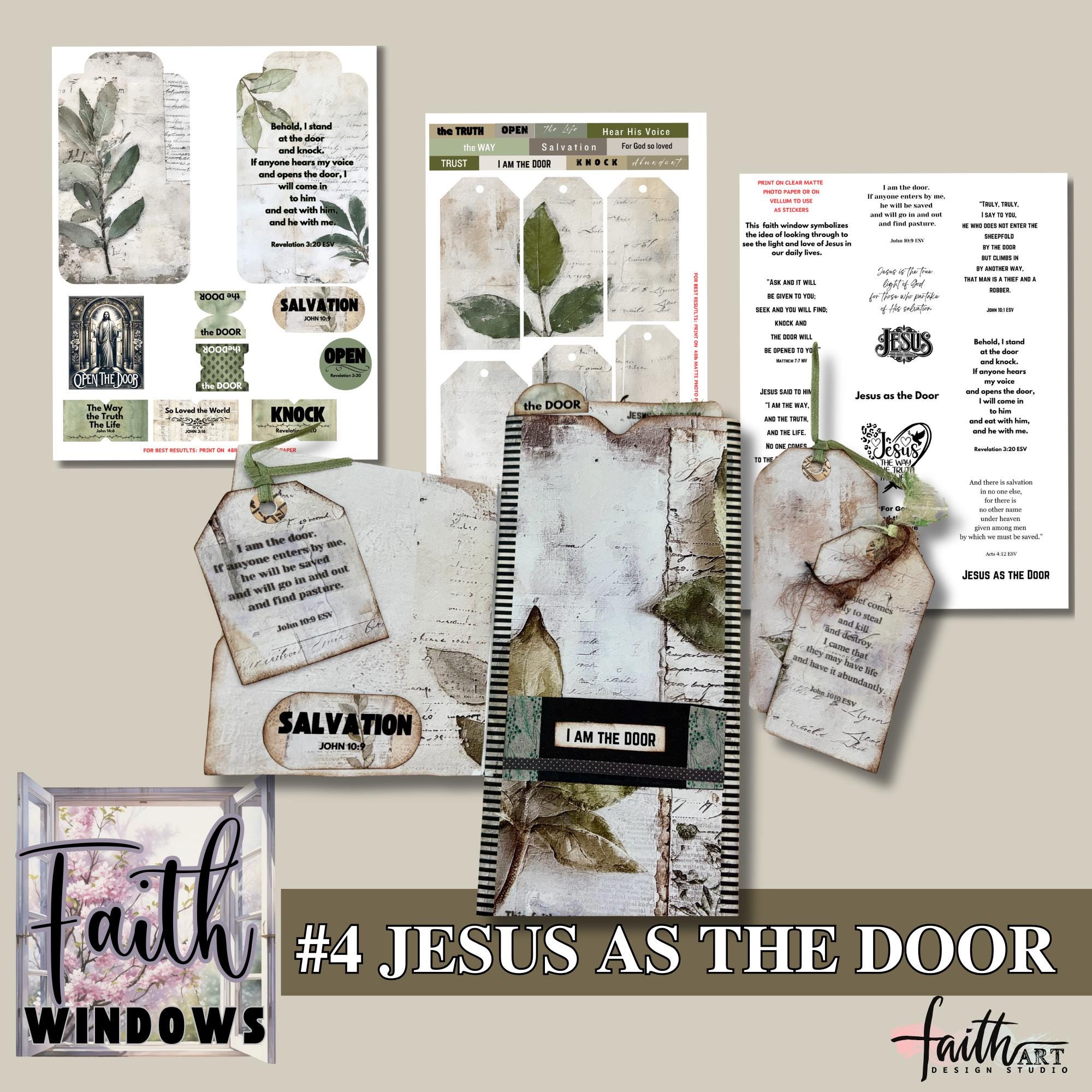 Faith Windows #4 Jesus as the Door Christian Digital Junk Journal Bible ...