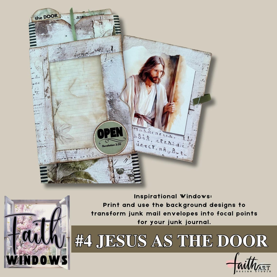 Faith Windows #4 Jesus as the Door Christian Digital Junk Journal Bible ...