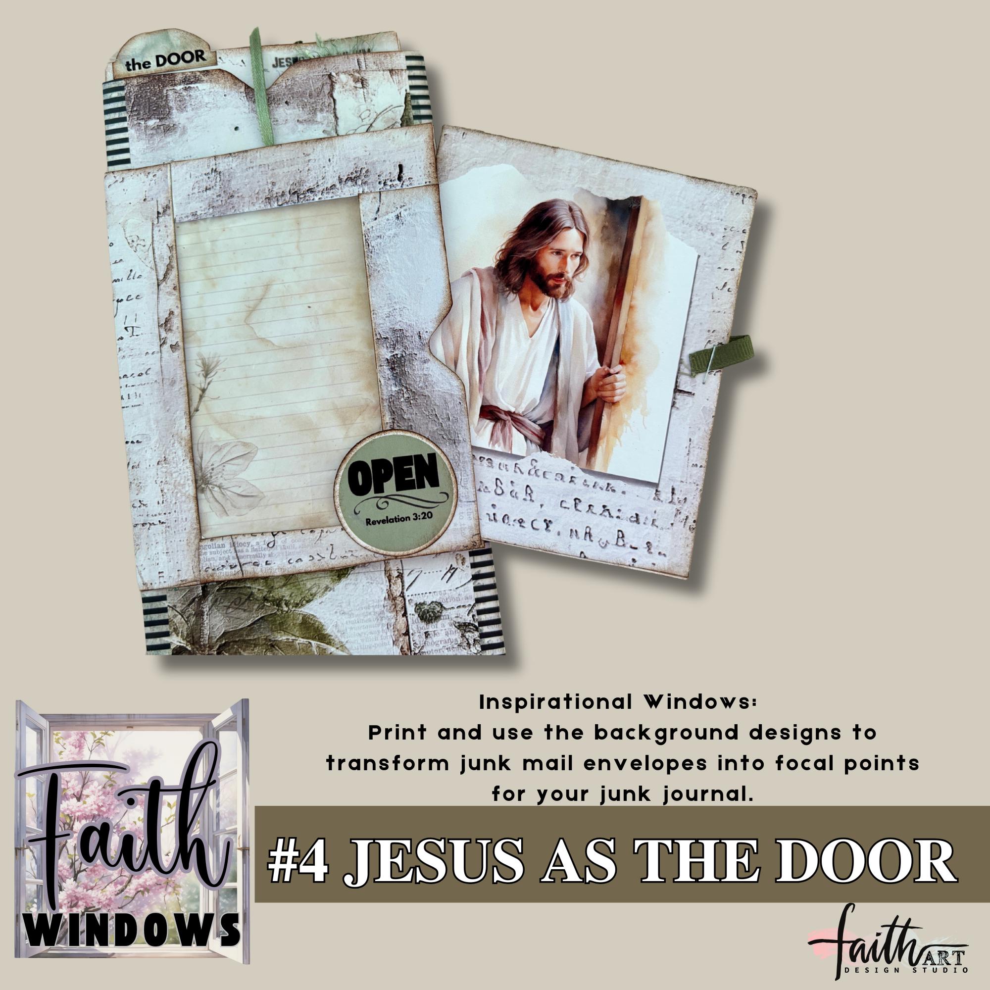 Faith Windows #4 Jesus as the Door Christian Digital Junk Journal Bible ...