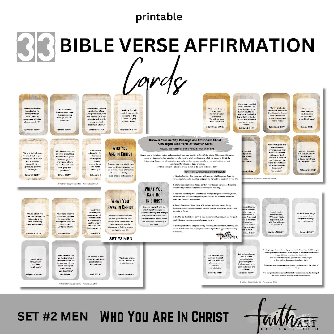 Bible Verse Affirmation Cards Printable Christian Affirmation Cards ...