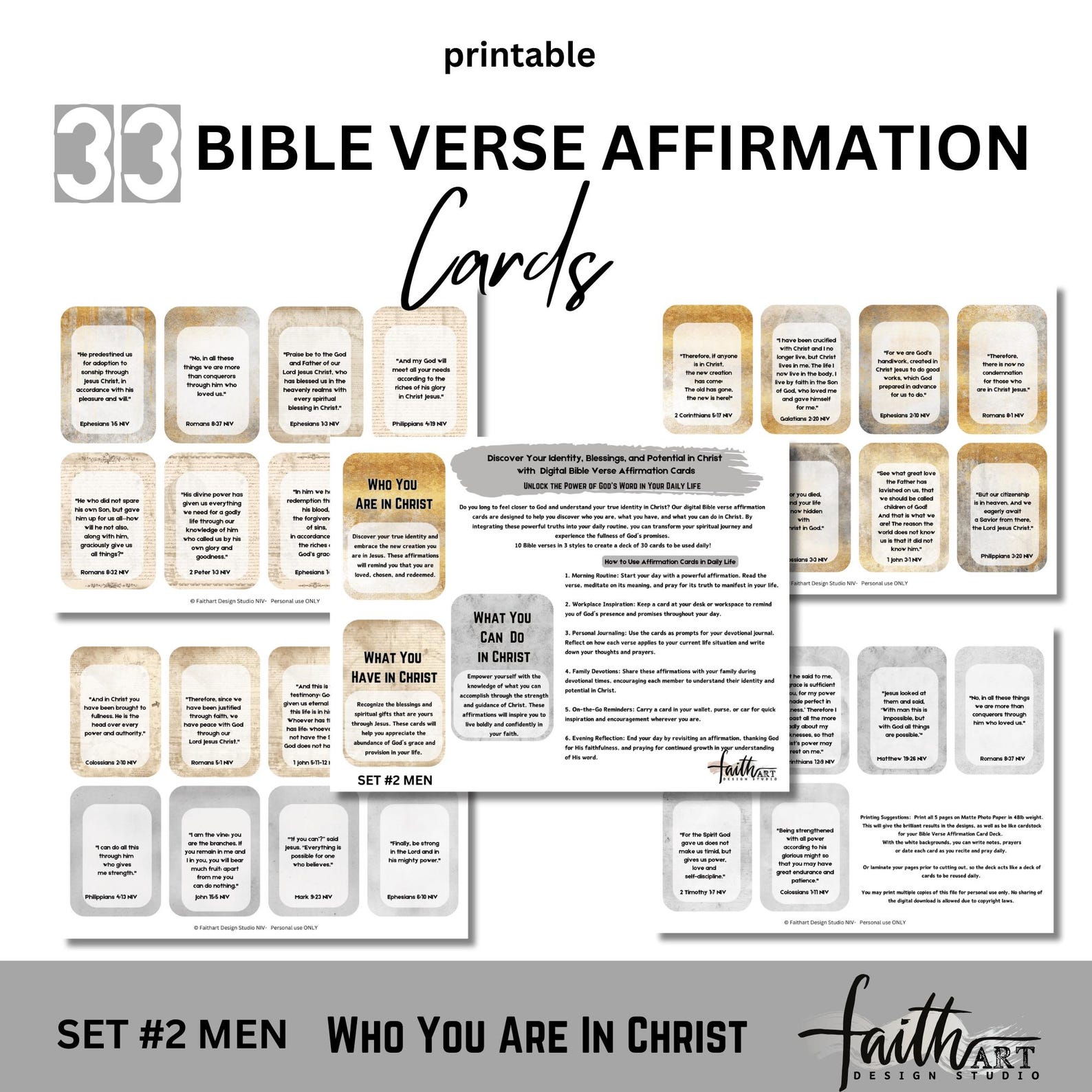 Bible Verse Affirmation Cards Printable Christian Affirmation Cards ...