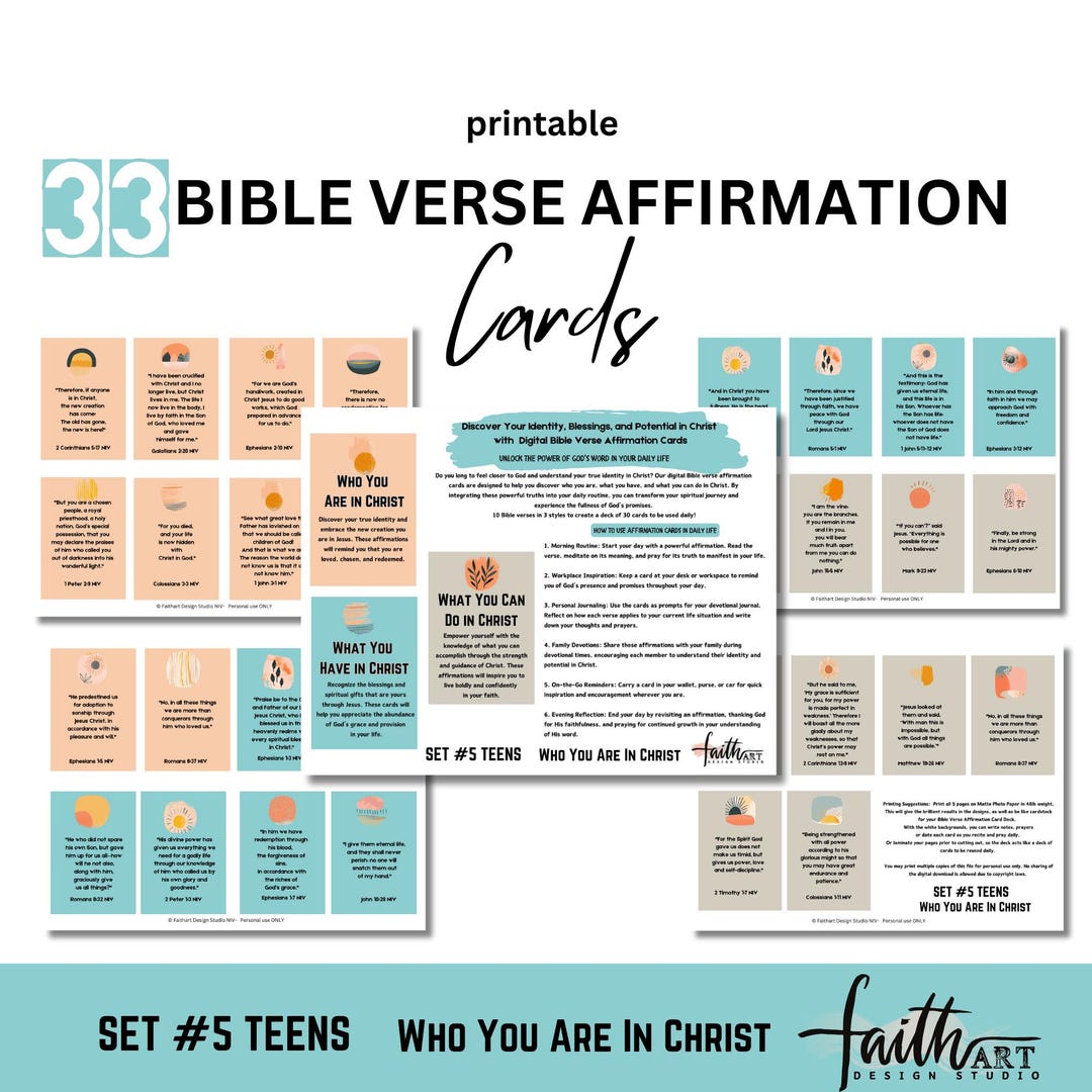 Bible Affirmation Cards |scripture Cards for Teen | Bible Verse Memory ...