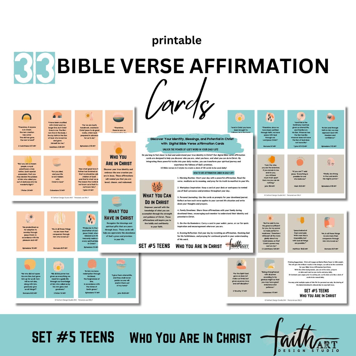 Bible Affirmation Cards |scripture Cards for Teen | Bible Verse Memory ...