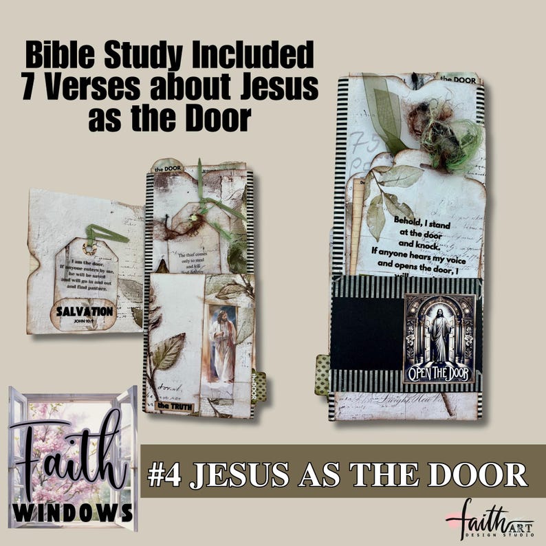 Faith Windows #4 Jesus as the Door Christian Digital Junk Journal Bible ...