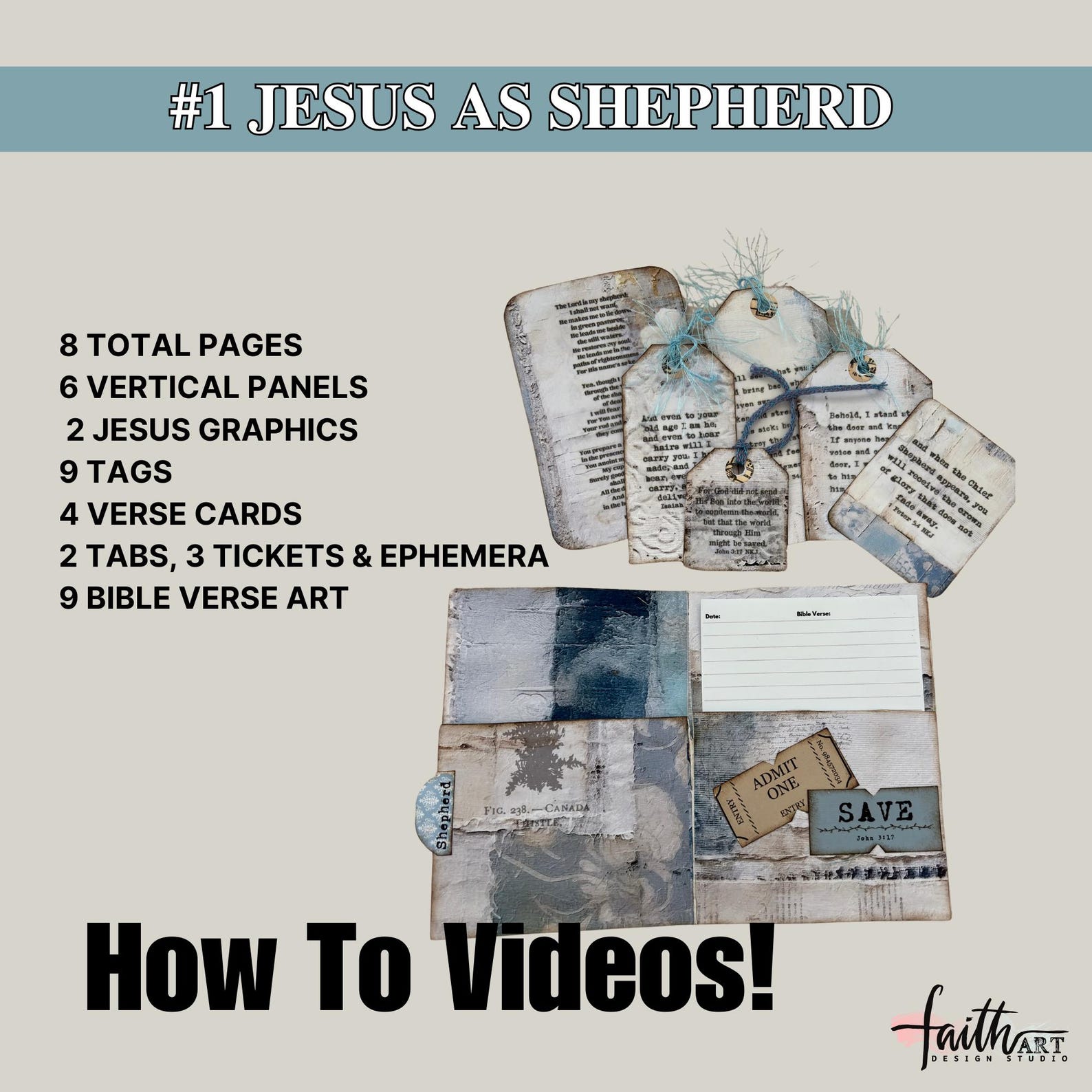 Faith Windows #1 Jesus as the Shepherd Christian Digital Junk Journal ...