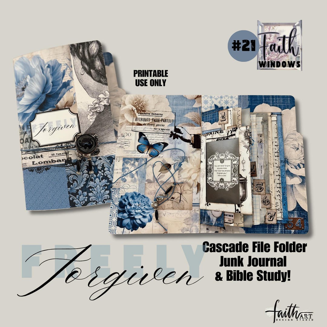 Faith Window #21 Freely Forgiven Cascade File Folder Junk Journal ...